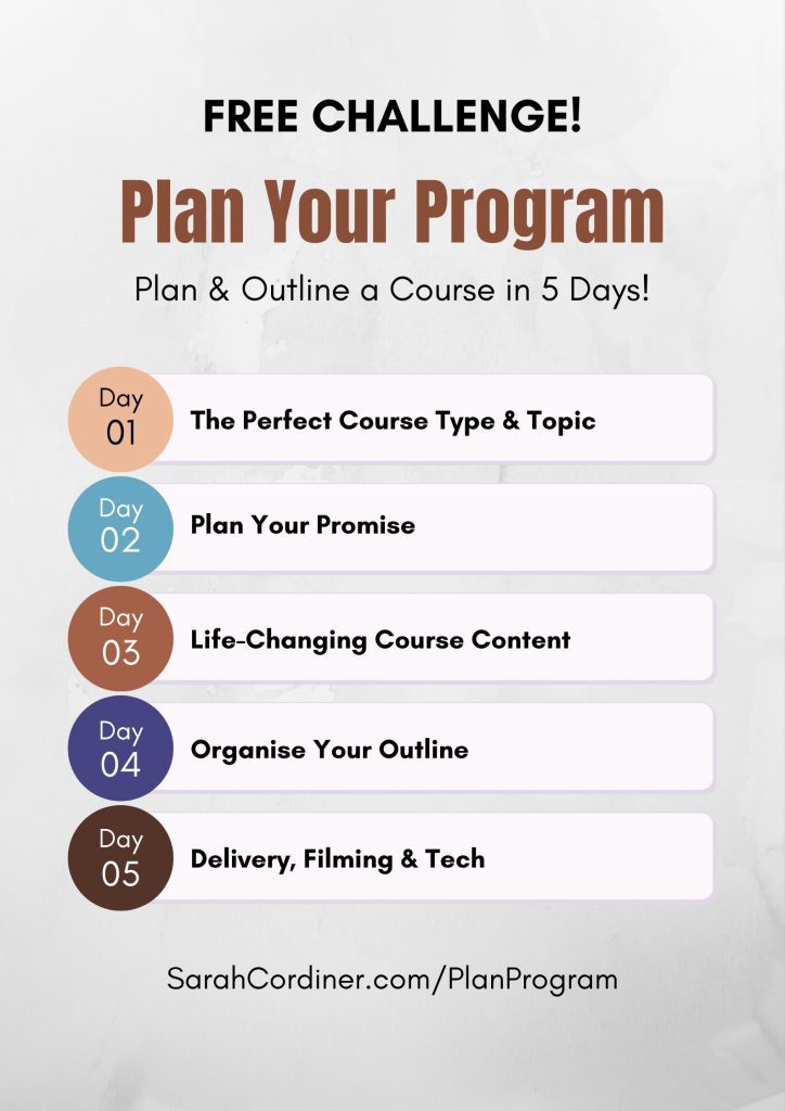 Plan Your Program - FREE 5-Day Challenge To Map Out a Course - Sarah ...